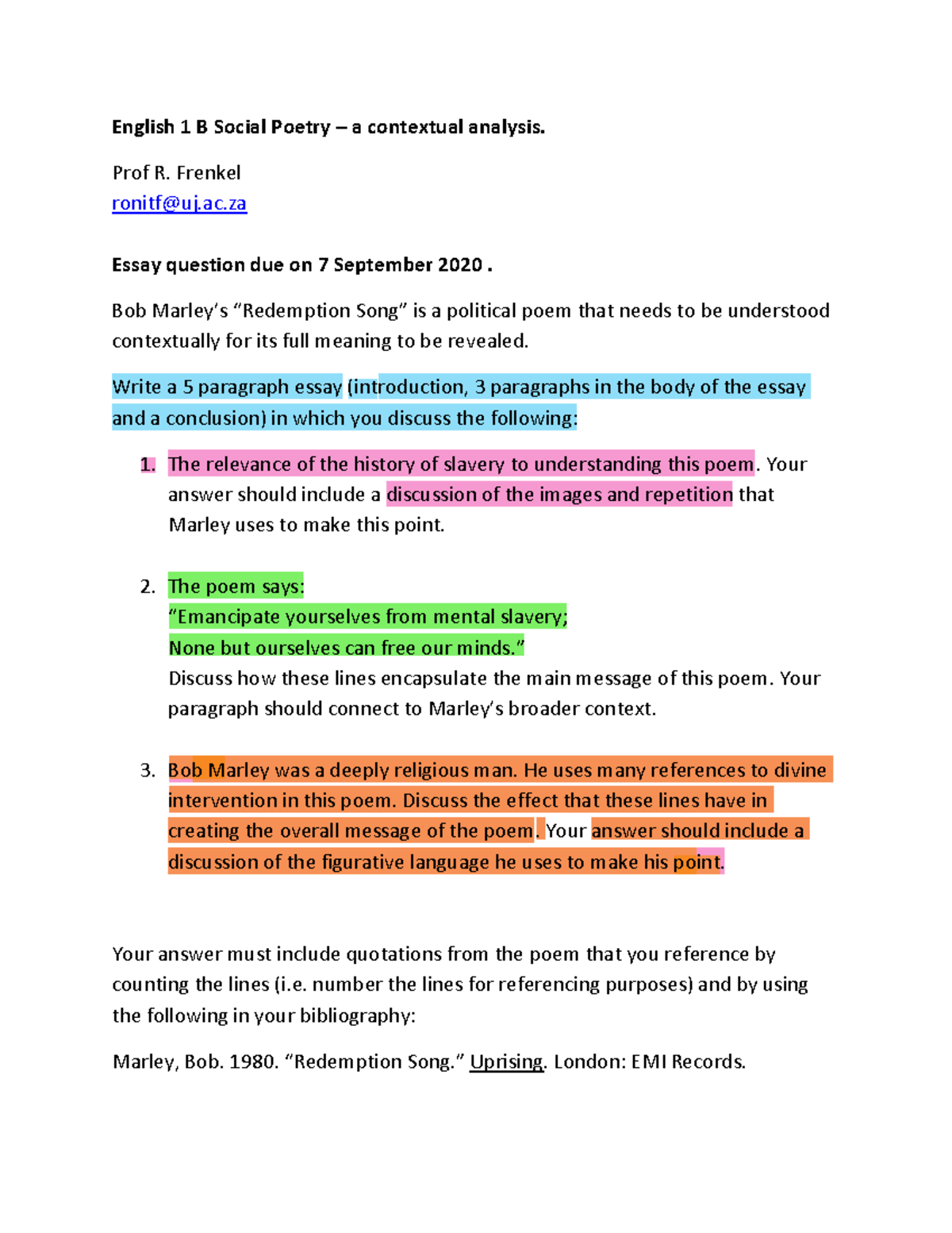 1 B marley essay - English 1 B Social Poetry – a contextual analysis ...