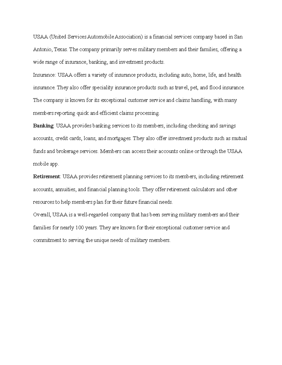 USAA - N/A - USAA (United Services Automobile Association) is a ...