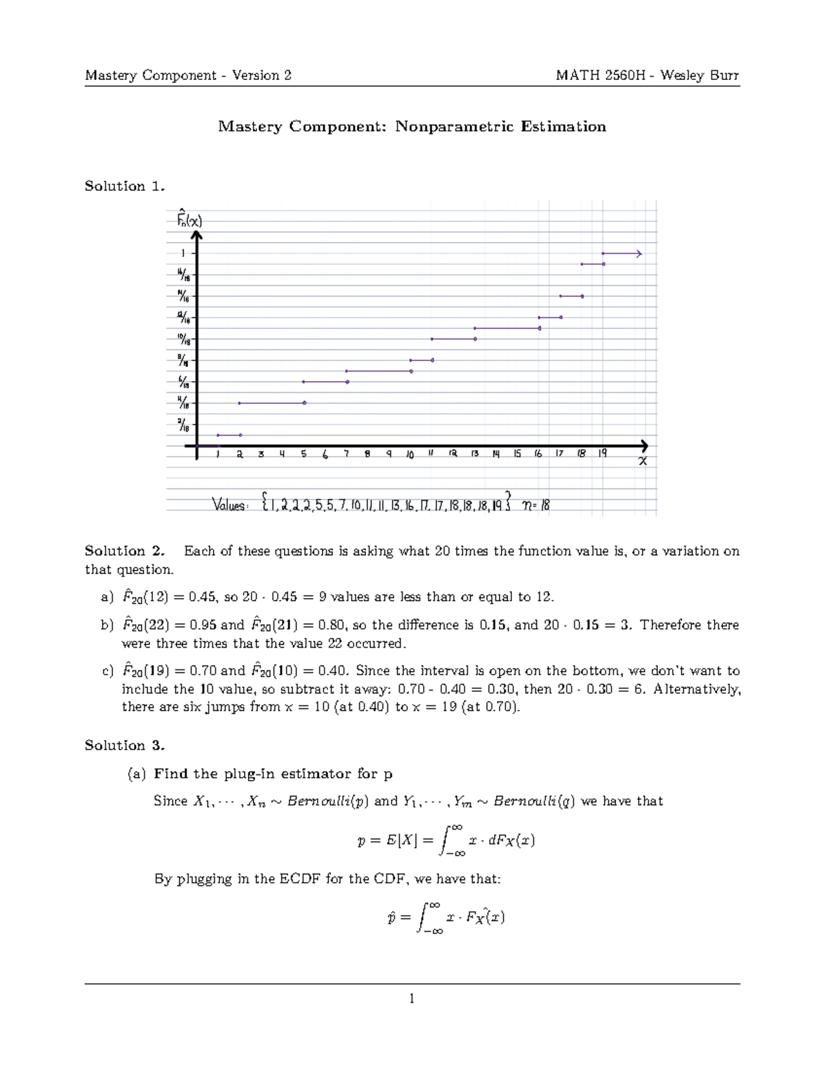 2560 M2V1 sol - Assignment for the course - Mastery Component: Nonparametric Estimation Solution ...
