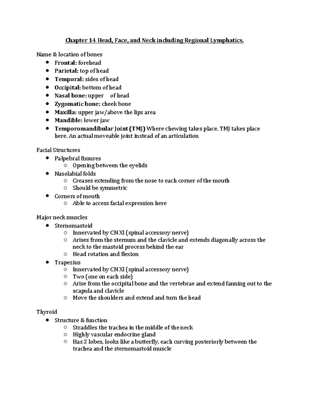 Chapter 14 Head, Face, and Neck including Regional Lymphatics. - Name ...