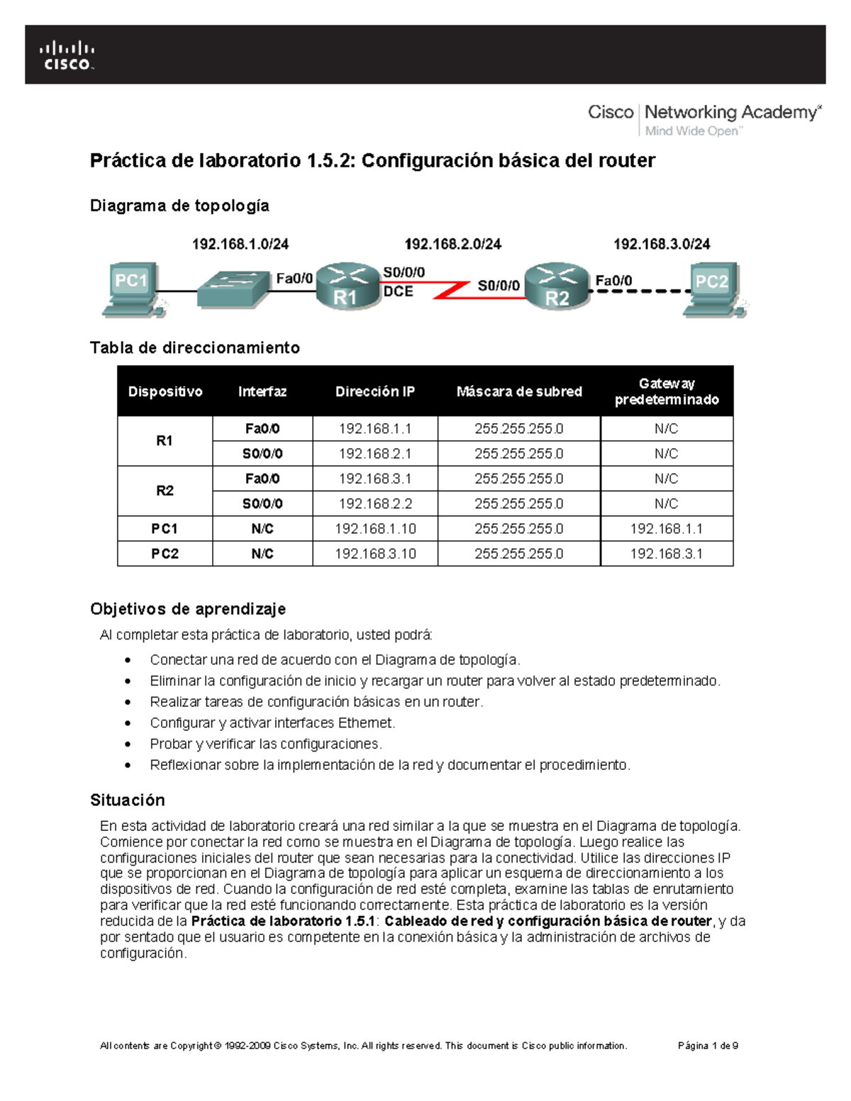 S12.s1 - Material (Ejercicios) - Pr·ctica de laboratorio 1.5: ConfiguraciÛn b·sica del router ...