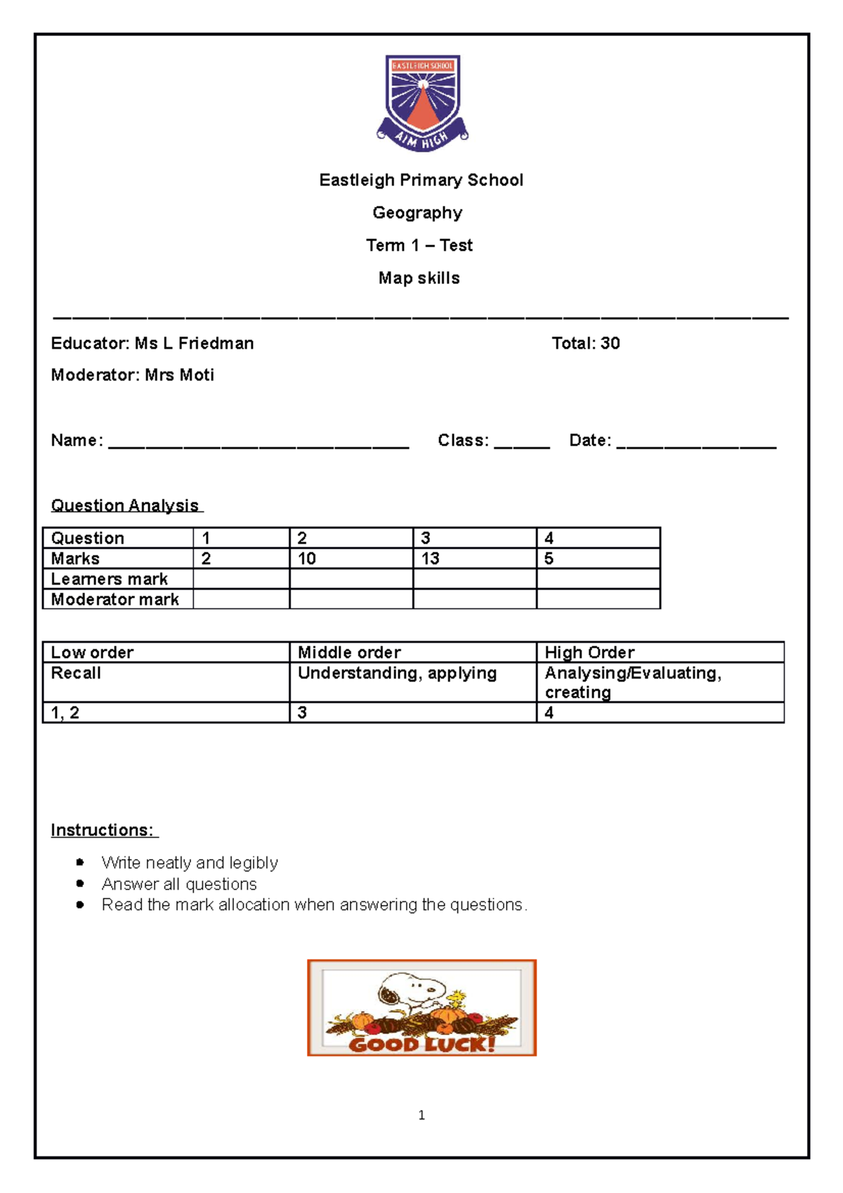Geo gr5 test - Examples of tests - Eastleigh Primary School Geography ...