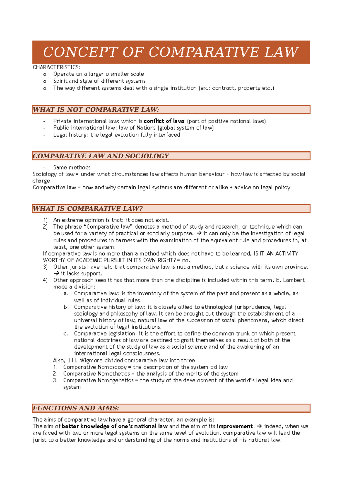 Concept OF Comparative LAW - CONCEPT OF COMPARATIVE LAW CHARACTERISTICS ...