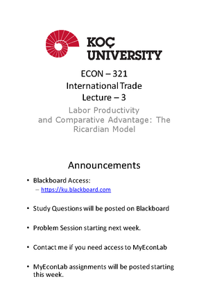 Lecture 11 - ECON 3 321 International Trade Lecture 3 11 Firms in the ...