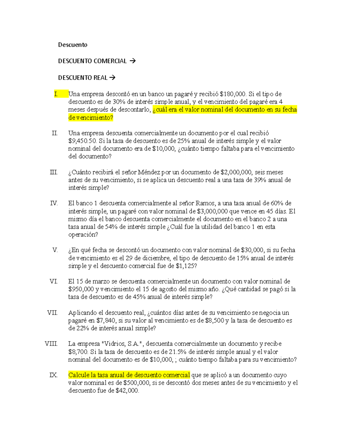 Descuento - Descuento DESCUENTO COMERCIAL DESCUENTO REAL I. Una empresa ...