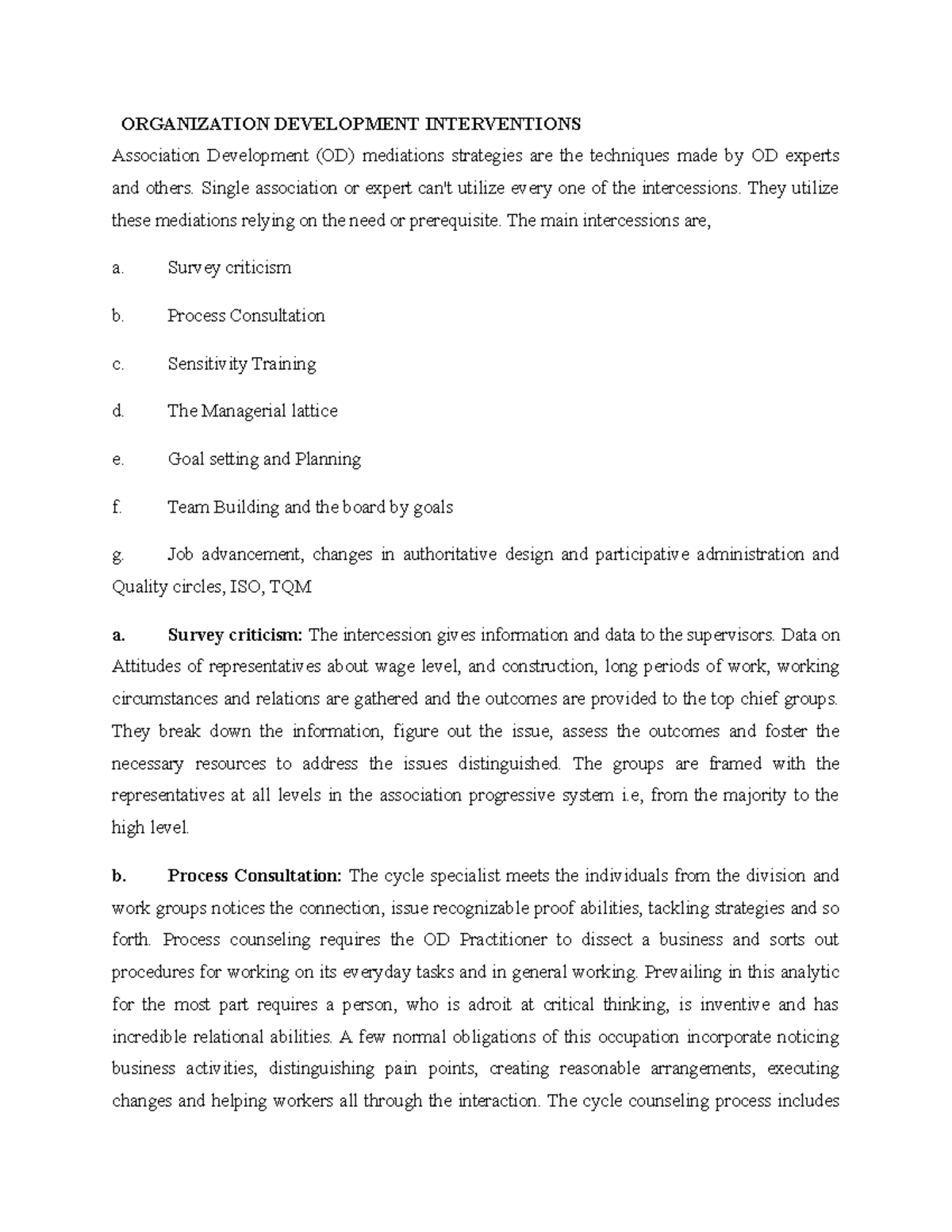 Organization Development Interventions - ORGANIZATION DEVELOPMENT ...