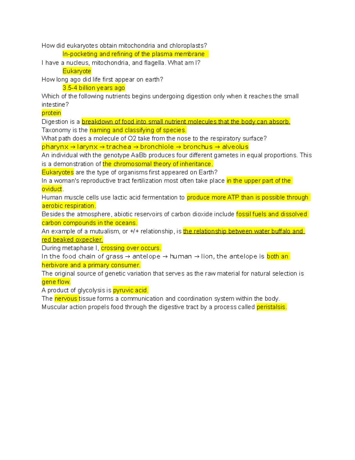Bio 3300 Lecture Notes - How did eukaryotes obtain mitochondria and ...