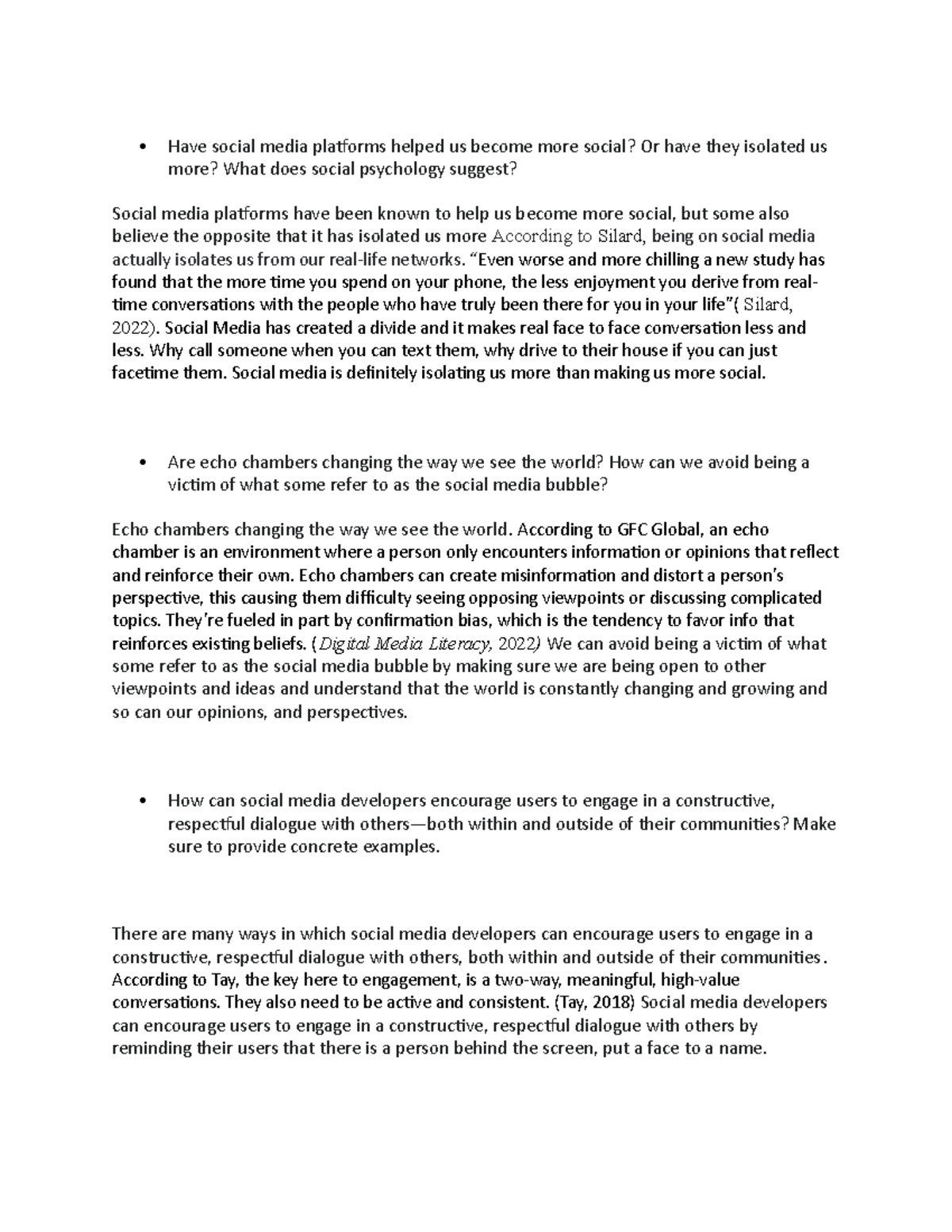 Psy 355 dis 7-1 - Discussion 7-1 - Have social media platforms helped ...