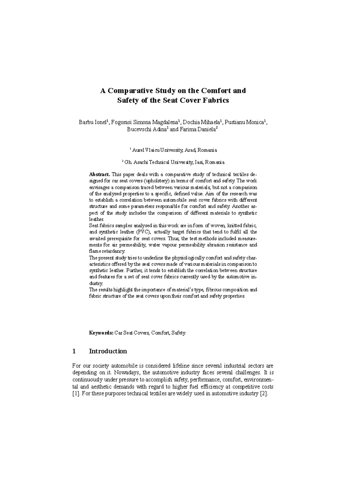 Articolfinal Barbu Ionel - A Comparative Study on the Comfort and ...