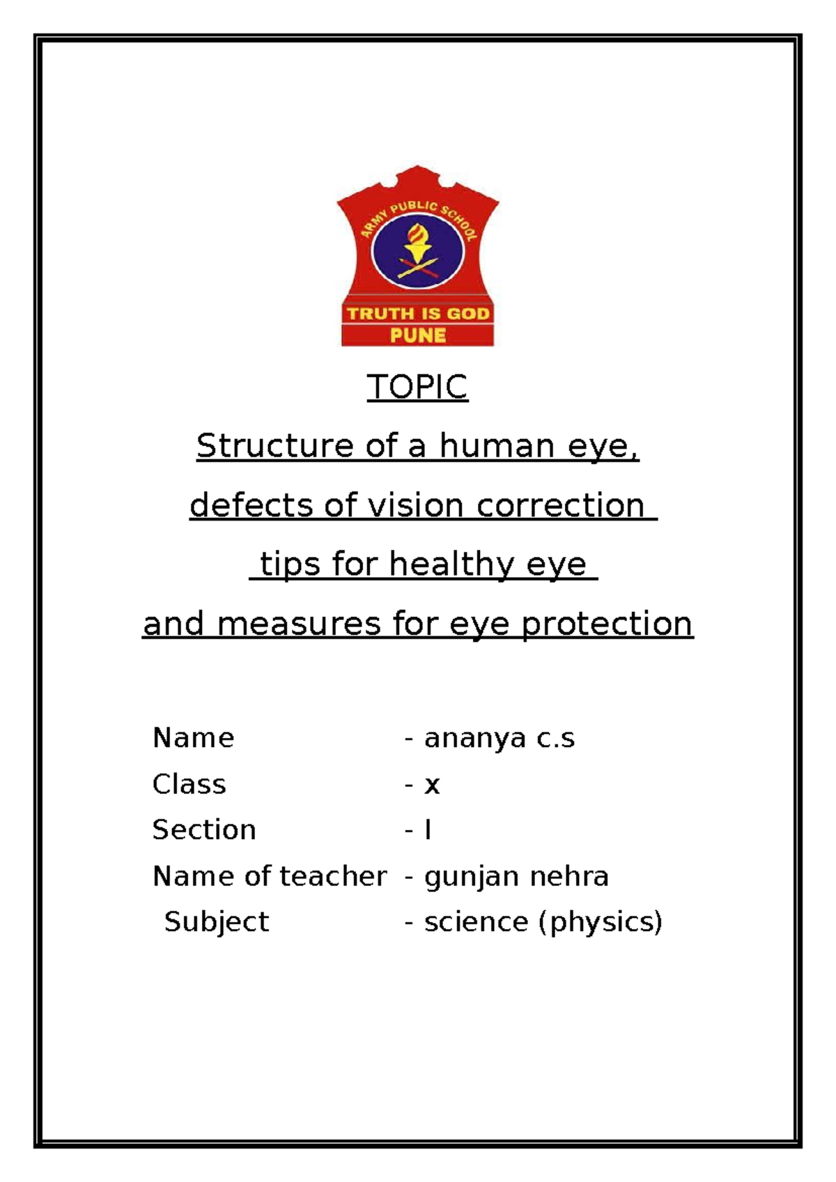 Structure of a human eye - TOPIC Structure of a human eye, defects of vision correction tips for ...