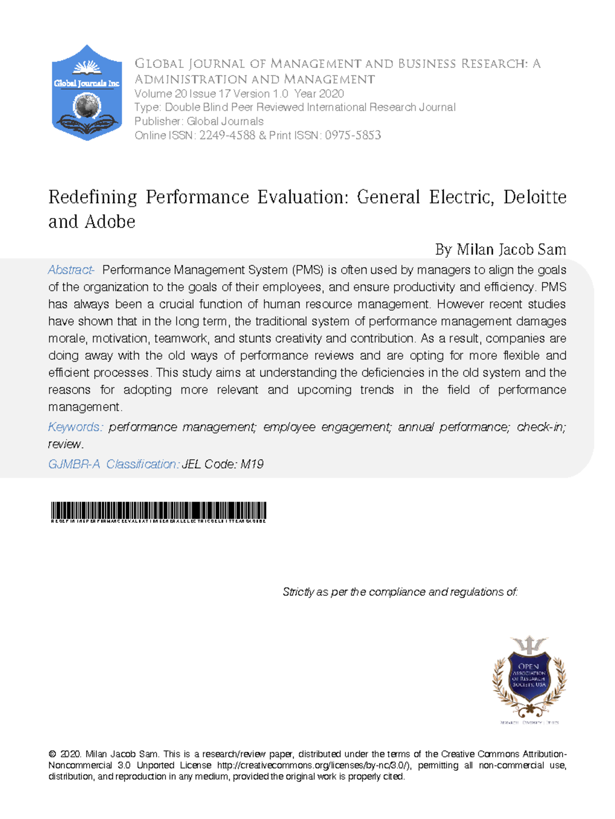 Redefining Performance Evaluation General Electric - © 2020. Milan ...