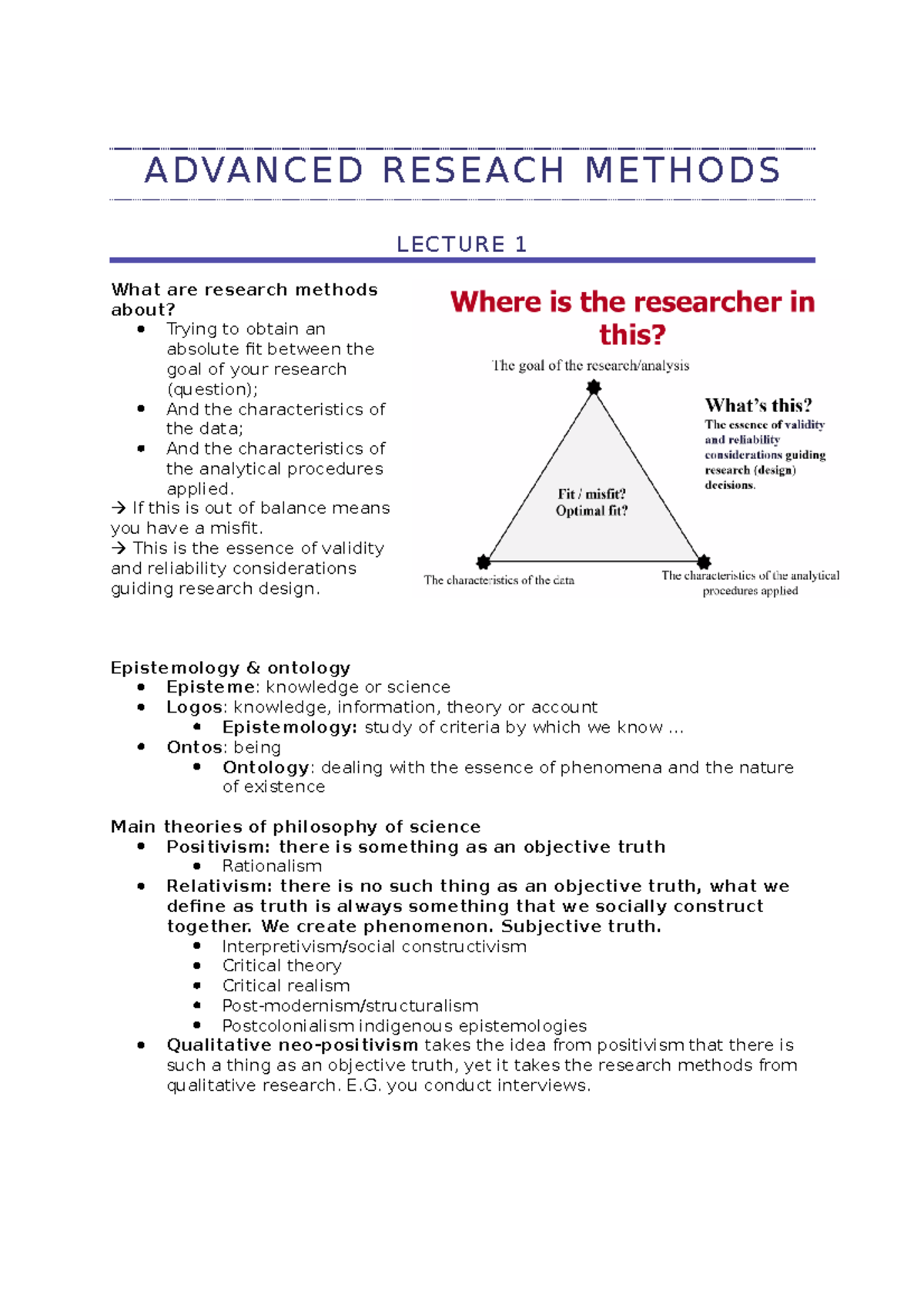 ARM lectures - ADVANCED RESEACH METHODS LECTURE 1 What are research ...