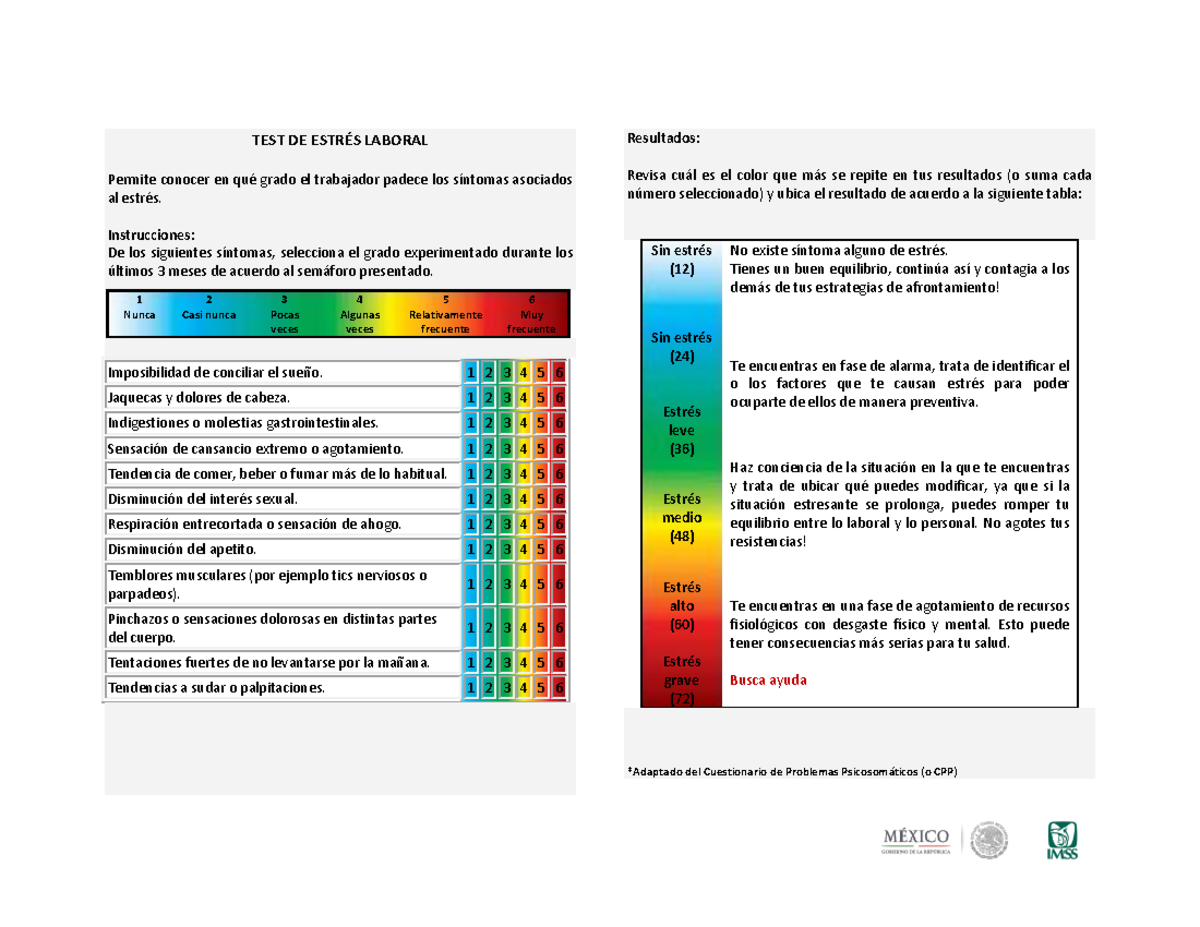Test-Estres-Laboral - psicometría del estes laboral - TEST DE ESTRÉS ...