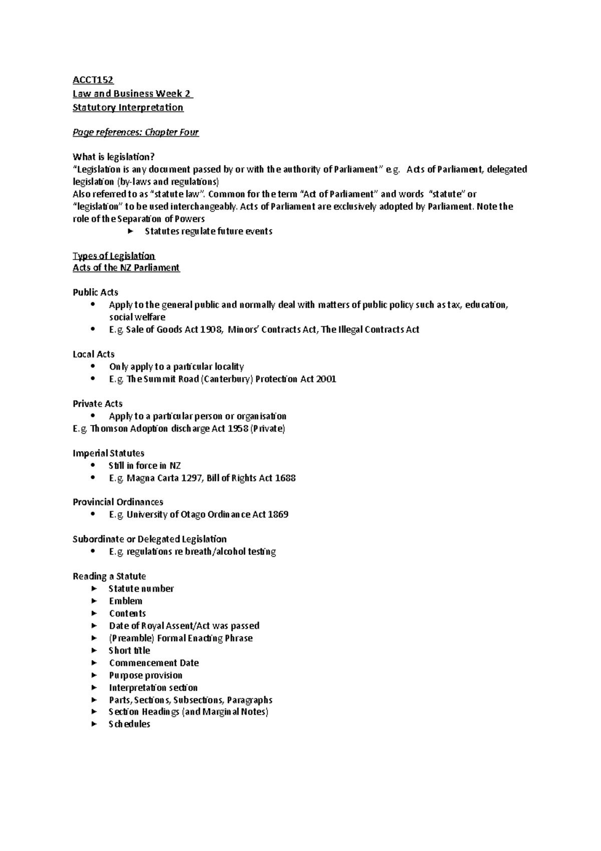 ACCT152 Week 2 - ACCT Law and Business Week 2 Statutory Interpretation ...