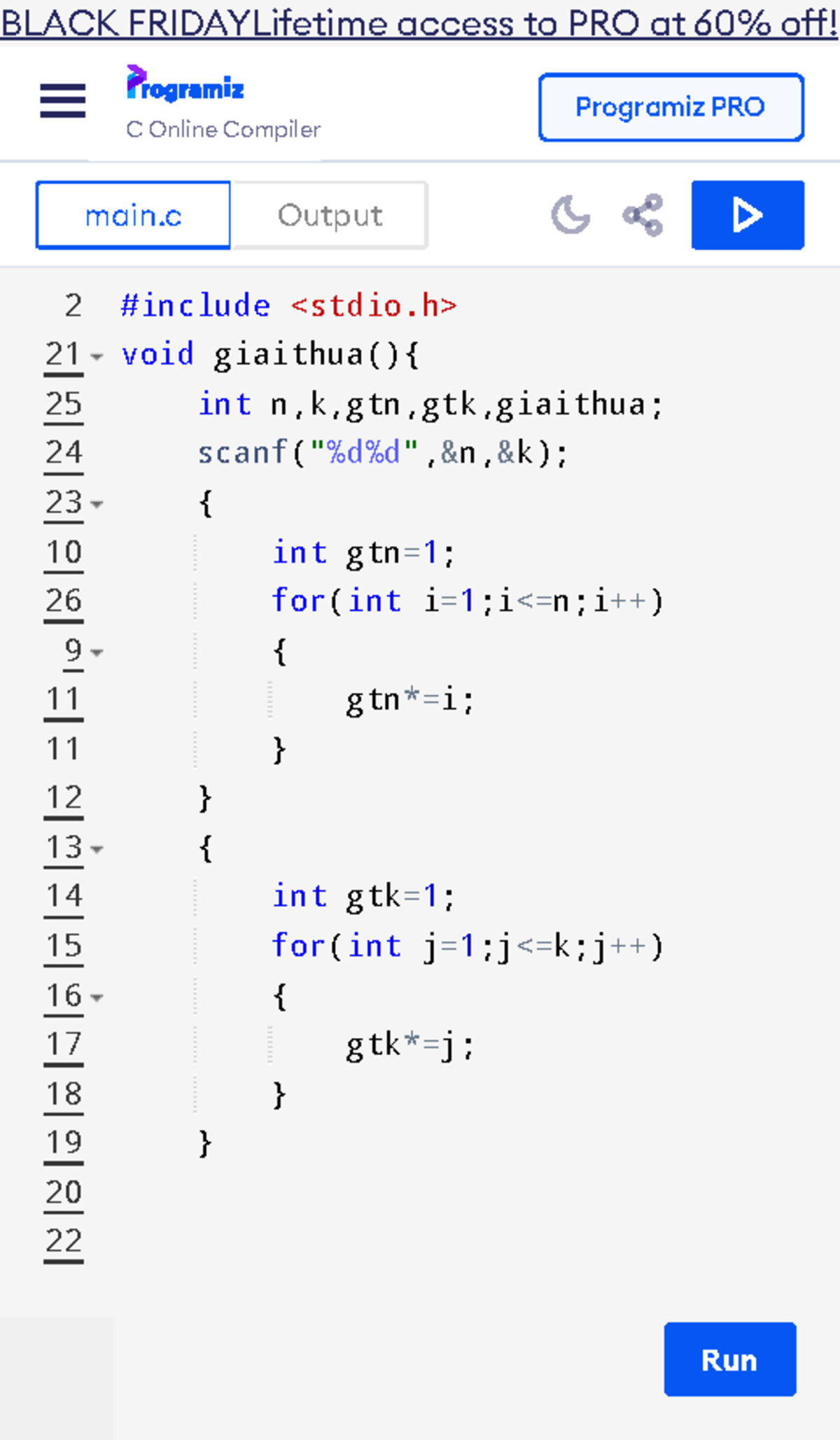 Online C Compiler - Programiz 2 - BLACK FRIDAYLifetime access to PRO at 60% off! Programiz PRO C ...