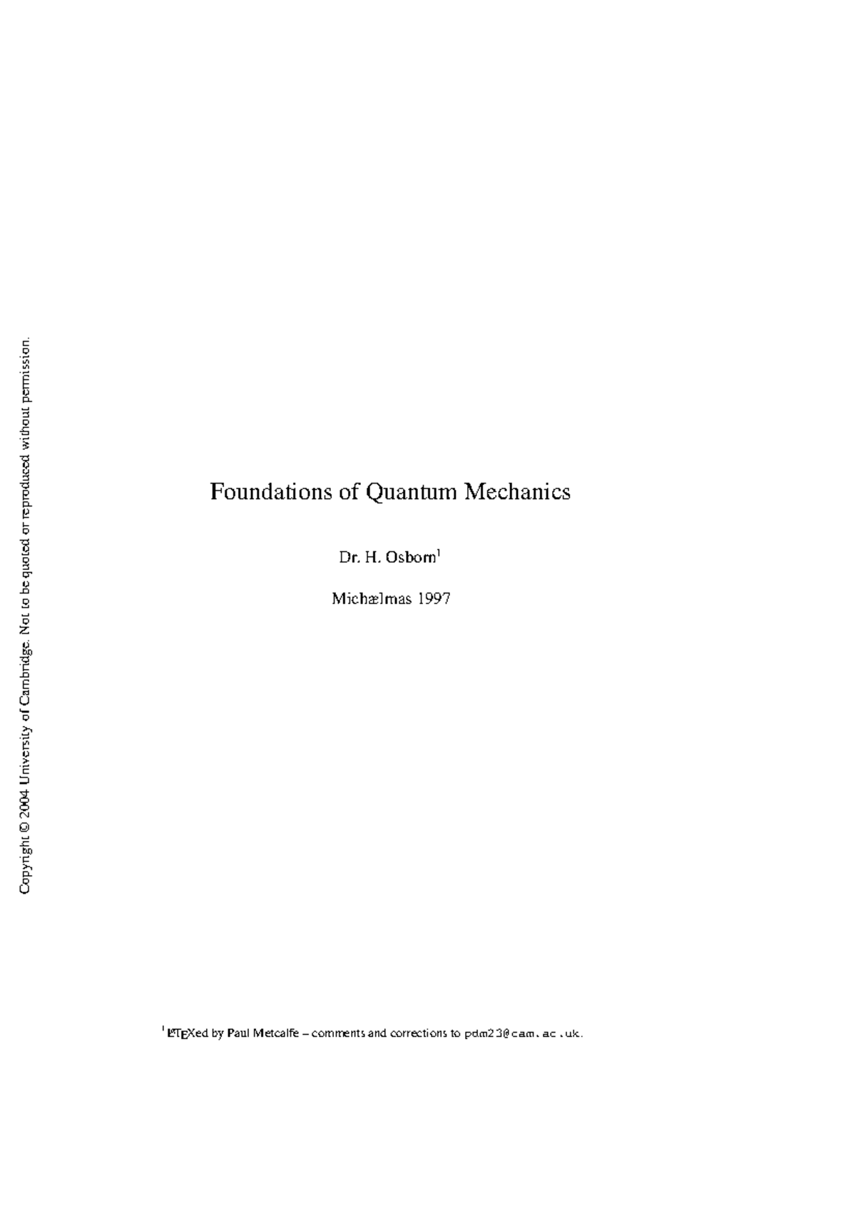 Lecture notes cambridge - Copyright © 2004 University of Cambridge. Not ...
