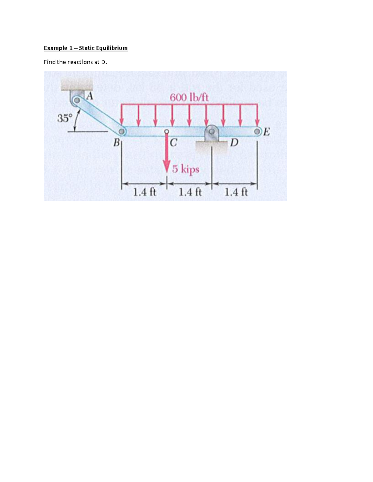 Example Problems - Chapter 1 - Example 1 – Static Equilibrium Find the ...