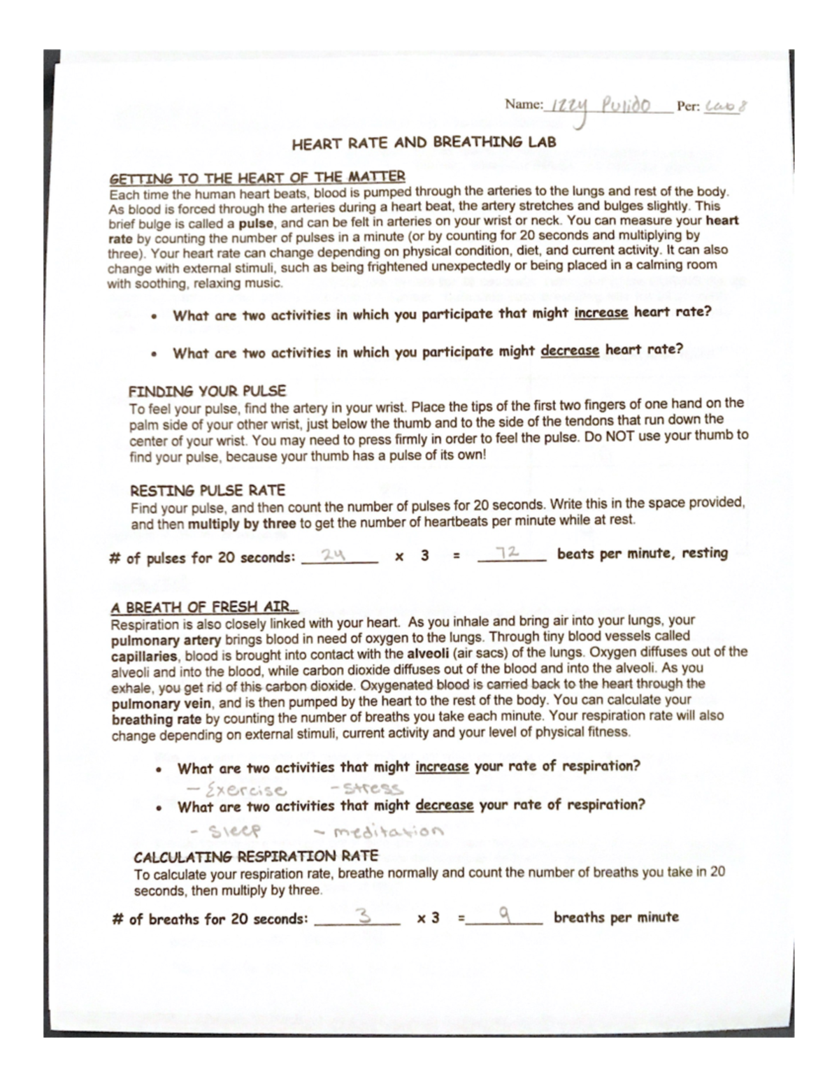 At home heart rate lab - BIO 161 - Studocu