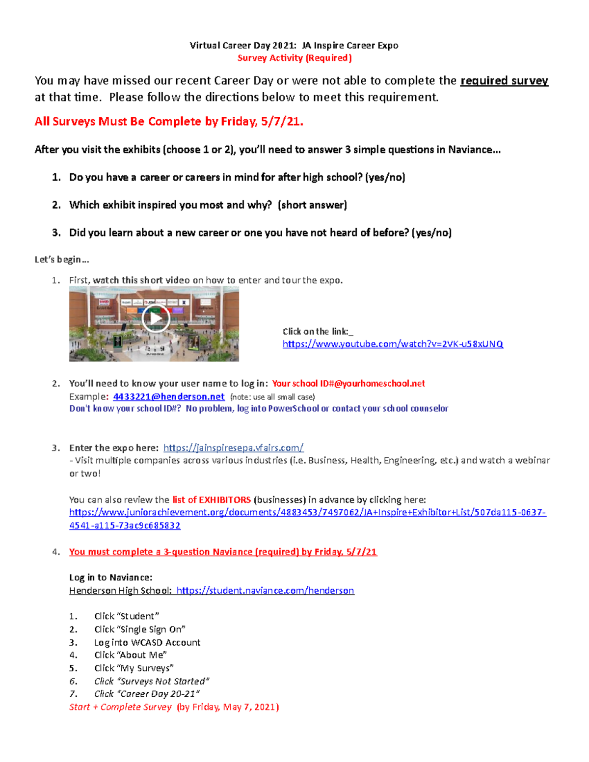 Career Day Survey Make Up Activity - Virtual Career Day 2021: JA ...