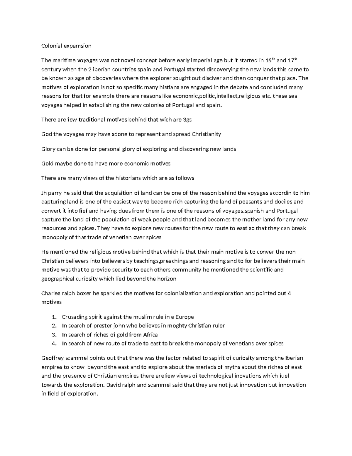 Colonial expamsion - Colonial expamsion The maritime voyages was not ...