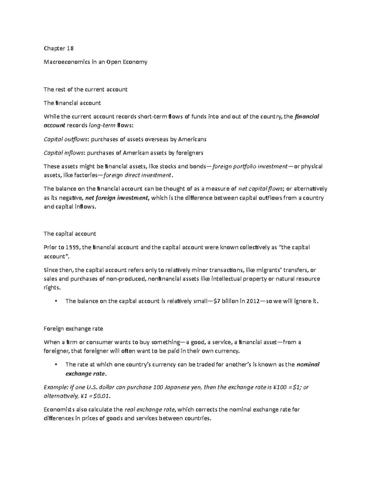 Chapter 18 Lecture Notes 2 - Chapter 18 Macroeconomics in an Open ...