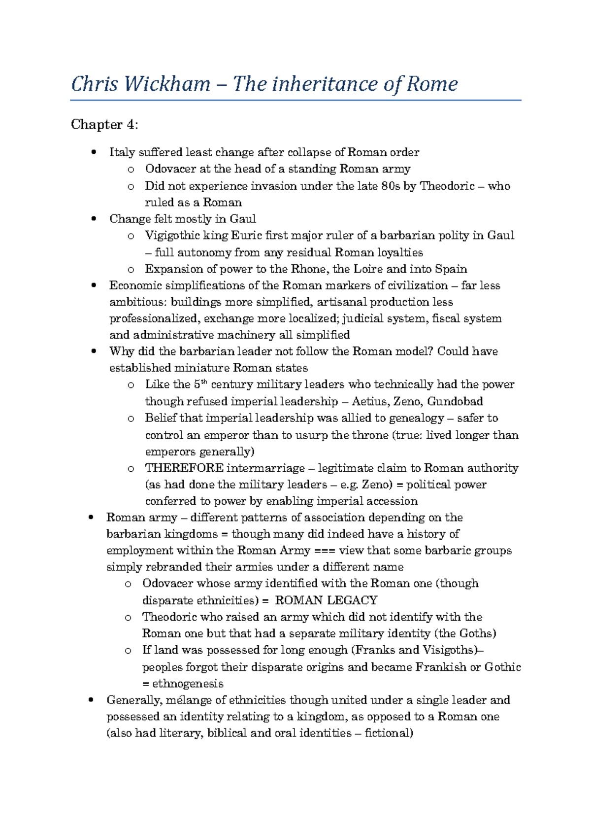 Summary - Article "The Inheritance Of Rome" - Chapter 4, Chris Wickham ...