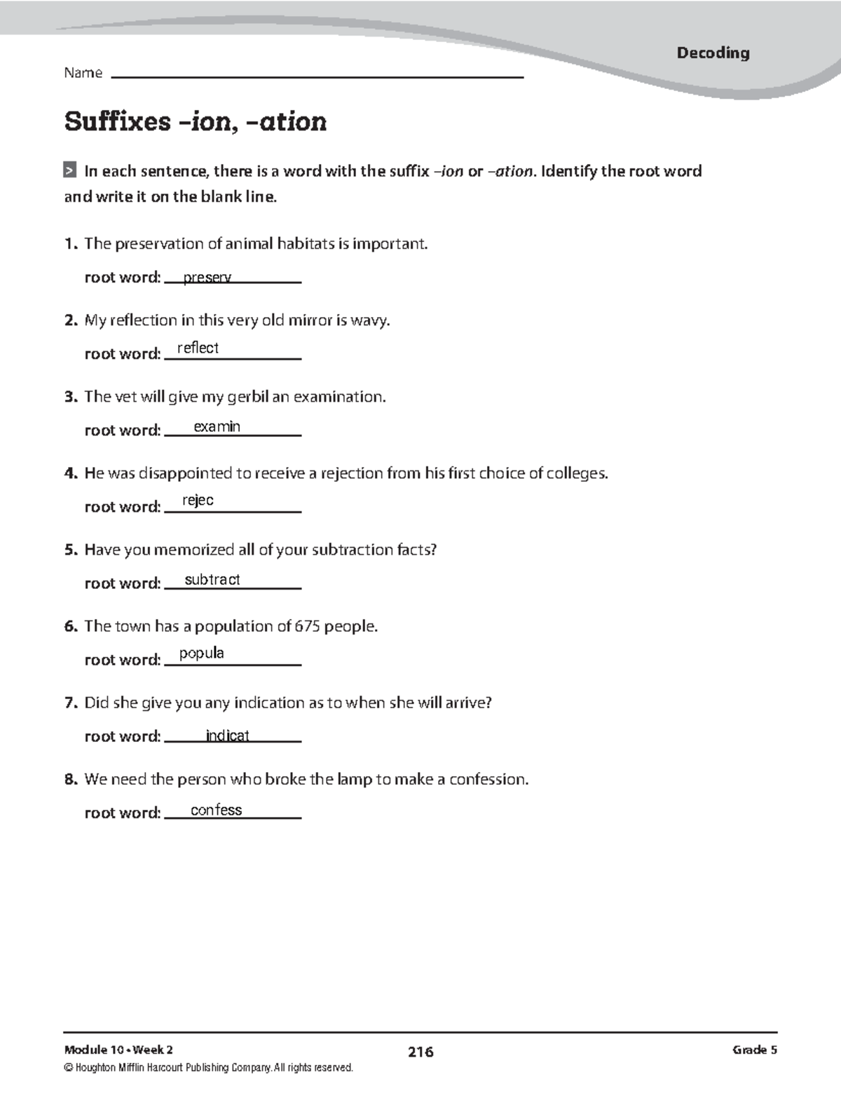 Aarya Vancha - Module 10 Week 2 Grammar Pack - Decoding Name > In each ...