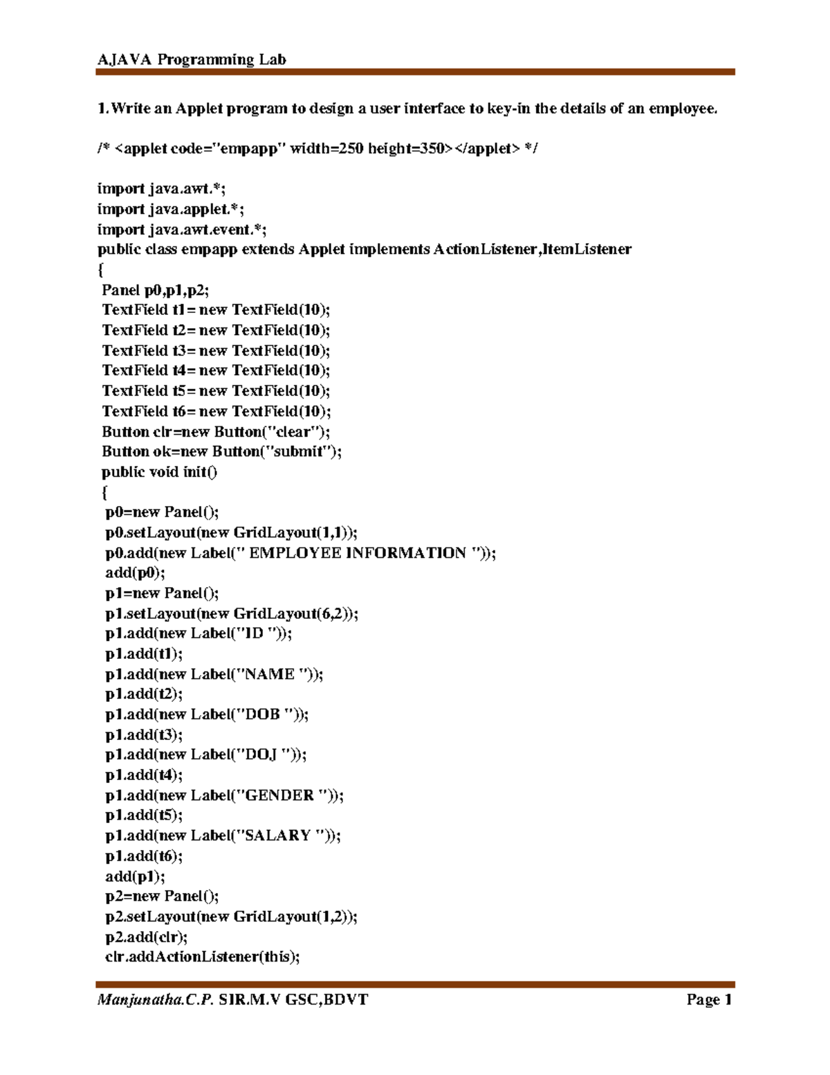 Download - study notes - 1 an Applet program to design a user interface ...