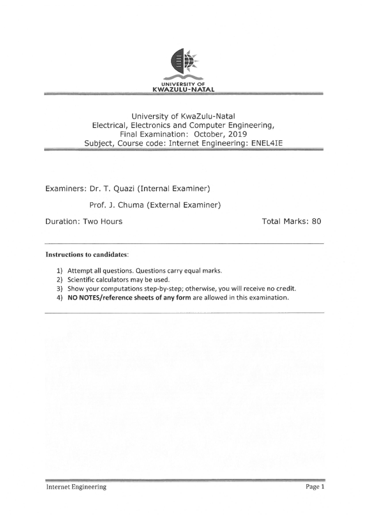 ENEL4IE H2 12 2019 Y P1 - 2019 - ENEL4IE - Studocu