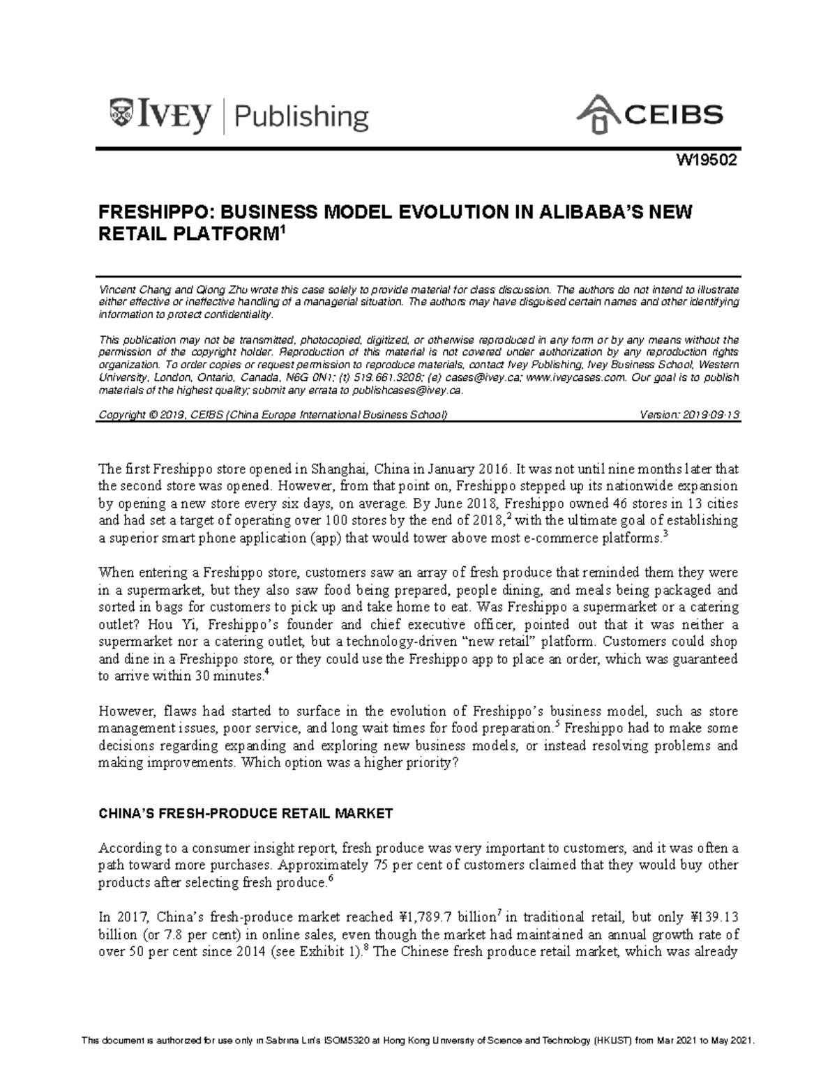 W6 Freshippo Business Model Evolution in Alibaba's New Retail Platform ...