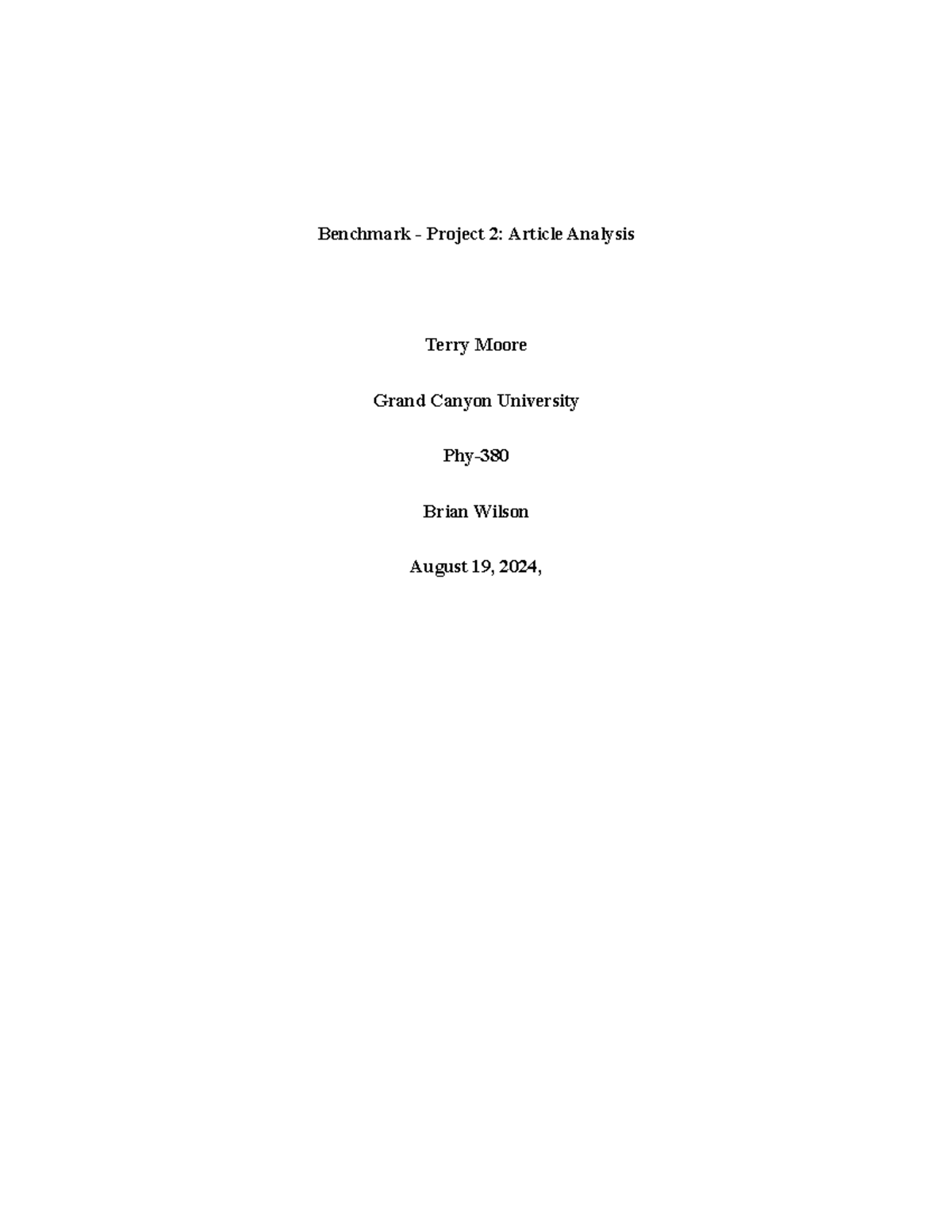 Phy-380 topic 5 Benchmark - Project 2 Article Analys TM - Benchmark ...