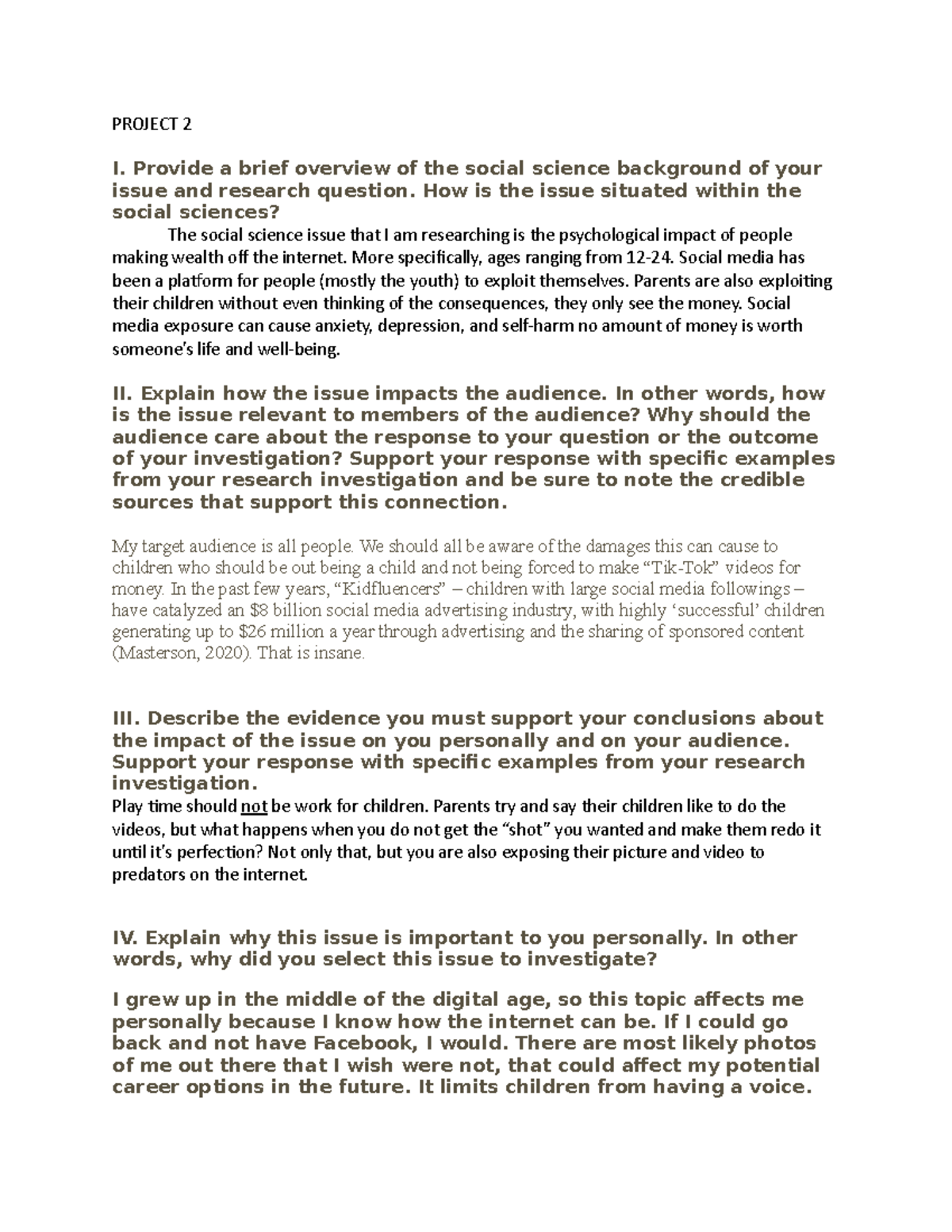 Project 2 scs 200 - PROJECT 2 I. Provide a brief overview of the social ...