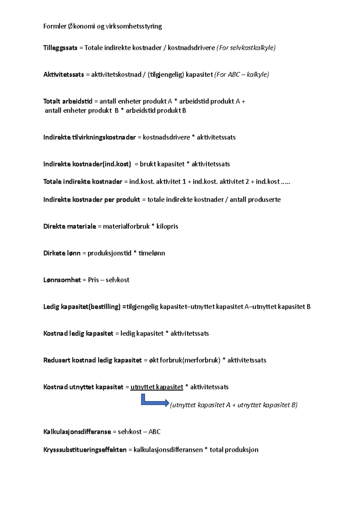 Formler Økonomi og virksomhetstyring - Formler Økonomi og ...