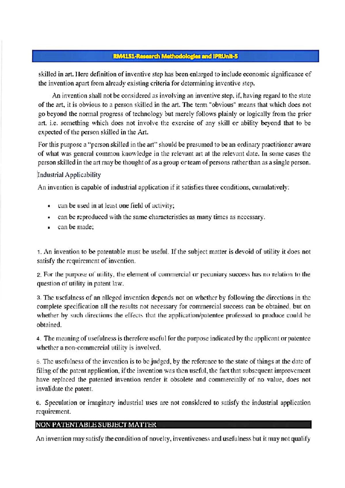 RM4151-UNIT 5 - Research methodology and ipr - Mechanical engineering ...