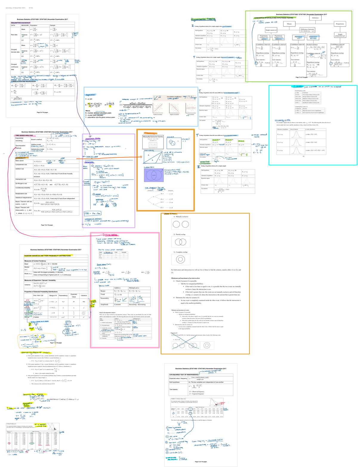 Business stats notes first year STAT1000 - STAT1000 - Saturday, 13 ...