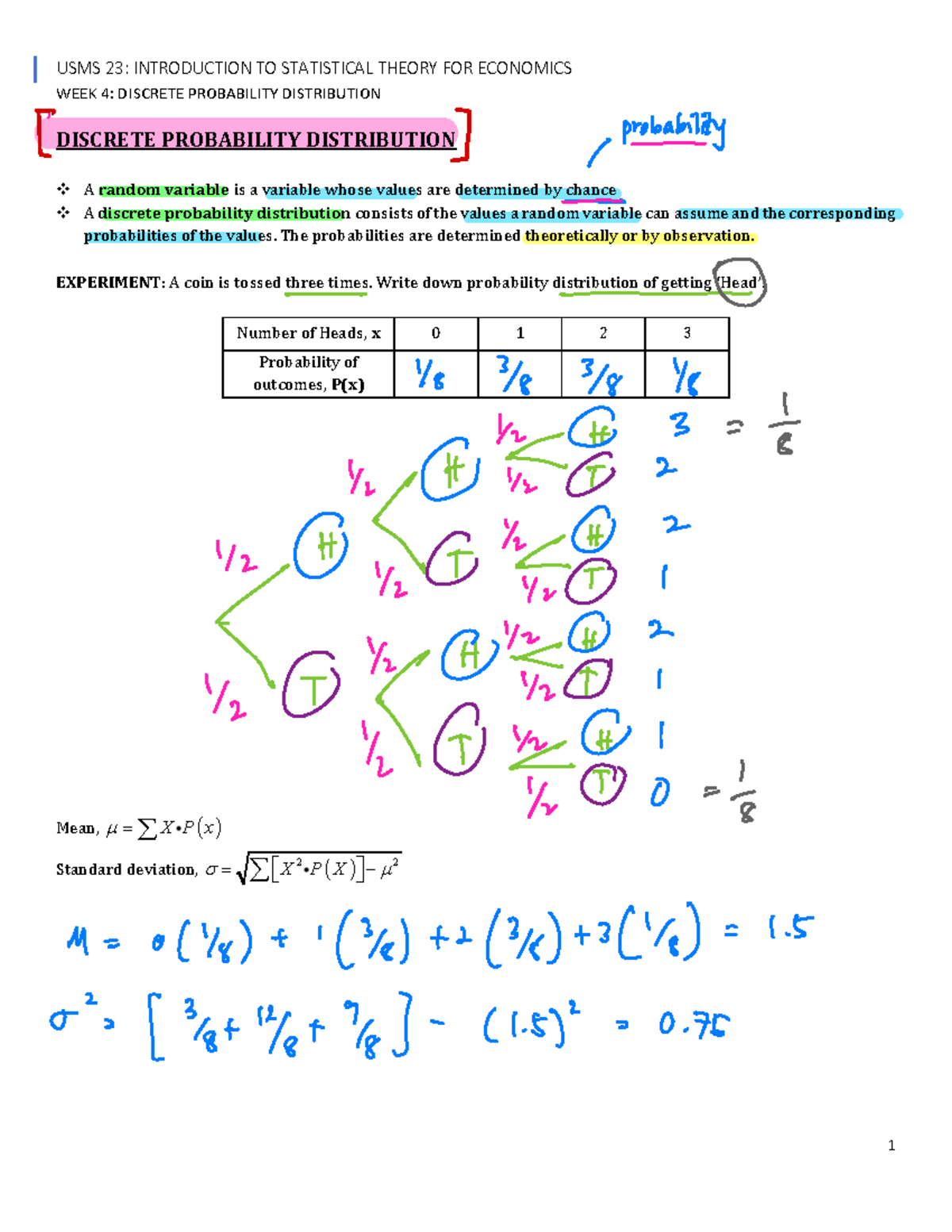[ Notes] USMS23 Week 4 - Notes of Lecture Week 4 - WEEK 4: DISCRETE ...