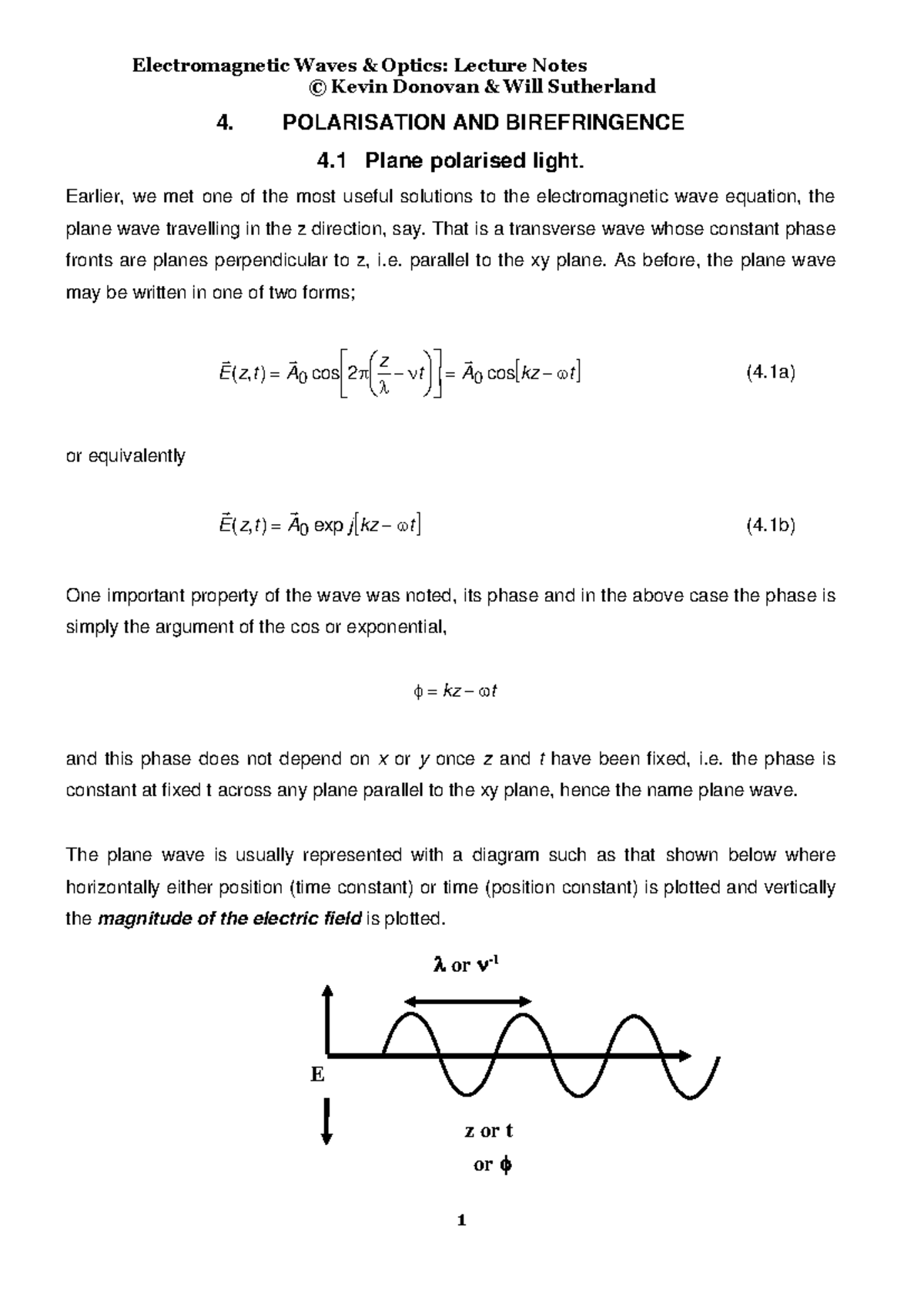 Chapter 4 Polarisation - © Kevin Donovan & Will Sutherland ####### 4. POLARISATION AND - Studocu