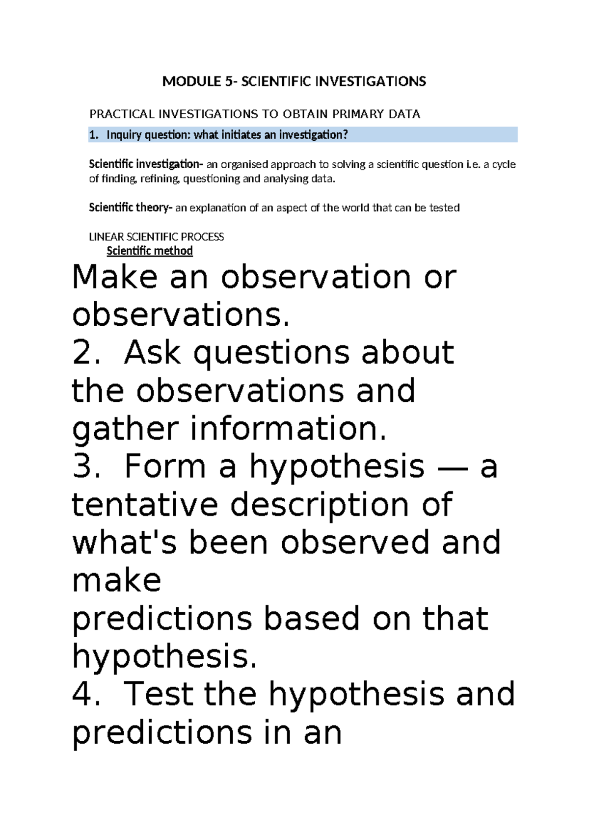 Module 5 preview - MODULE 5- SCIENTIFIC INVESTIGATIONS PRACTICAL ...