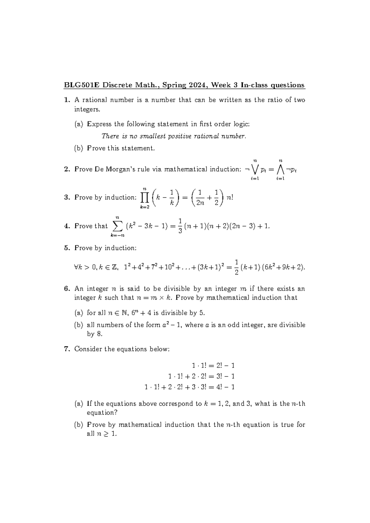 Week03inclass - BLG501E Discrete Math., Spring 2024, Week 3 In-class ...