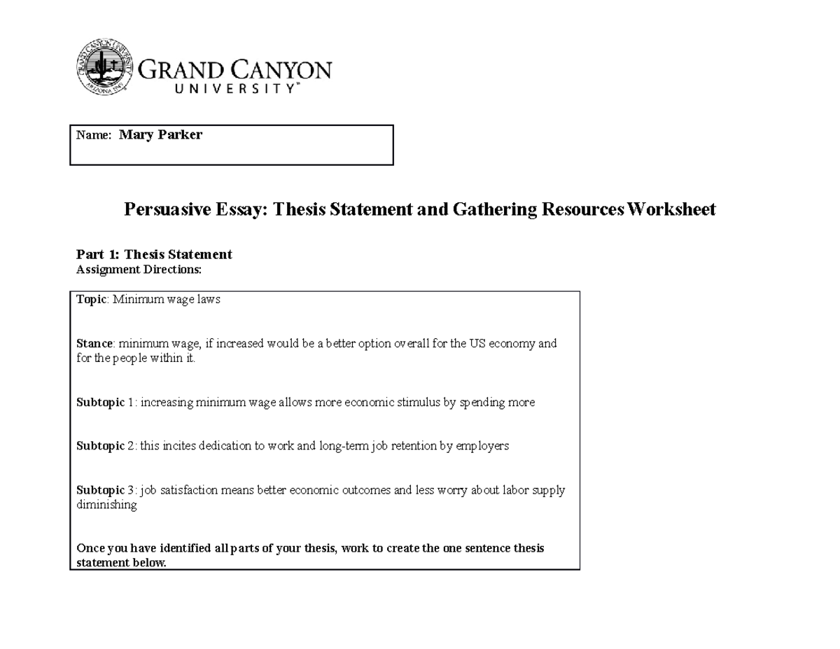 PHI 105 Thesis Statement Worksheet - PHL 713 - UOPX - Studocu
