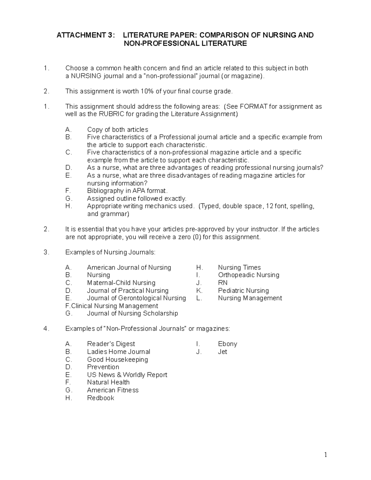 Atttach 3 Literature Assignment - ATTACHMENT 3: LITERATURE PAPER ...