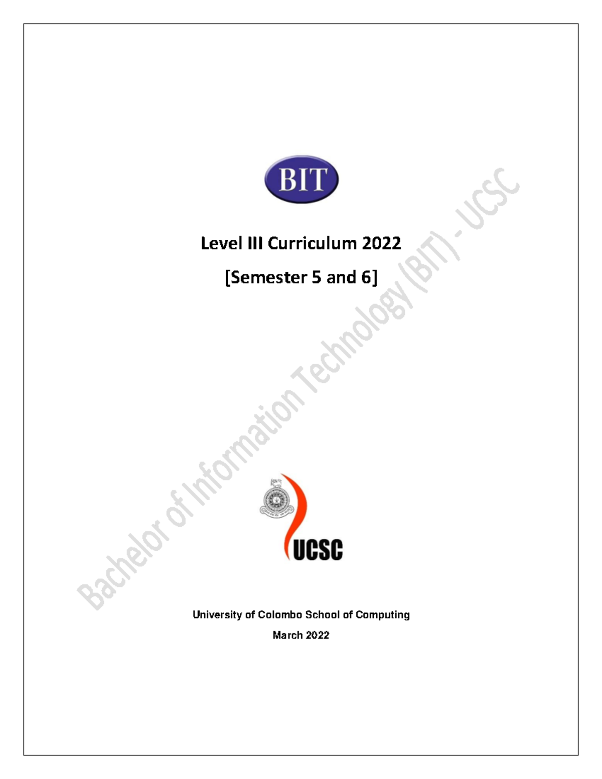 BIT Level III Curriculum Booklet 2022 - Level III Curriculum 202 2 ...