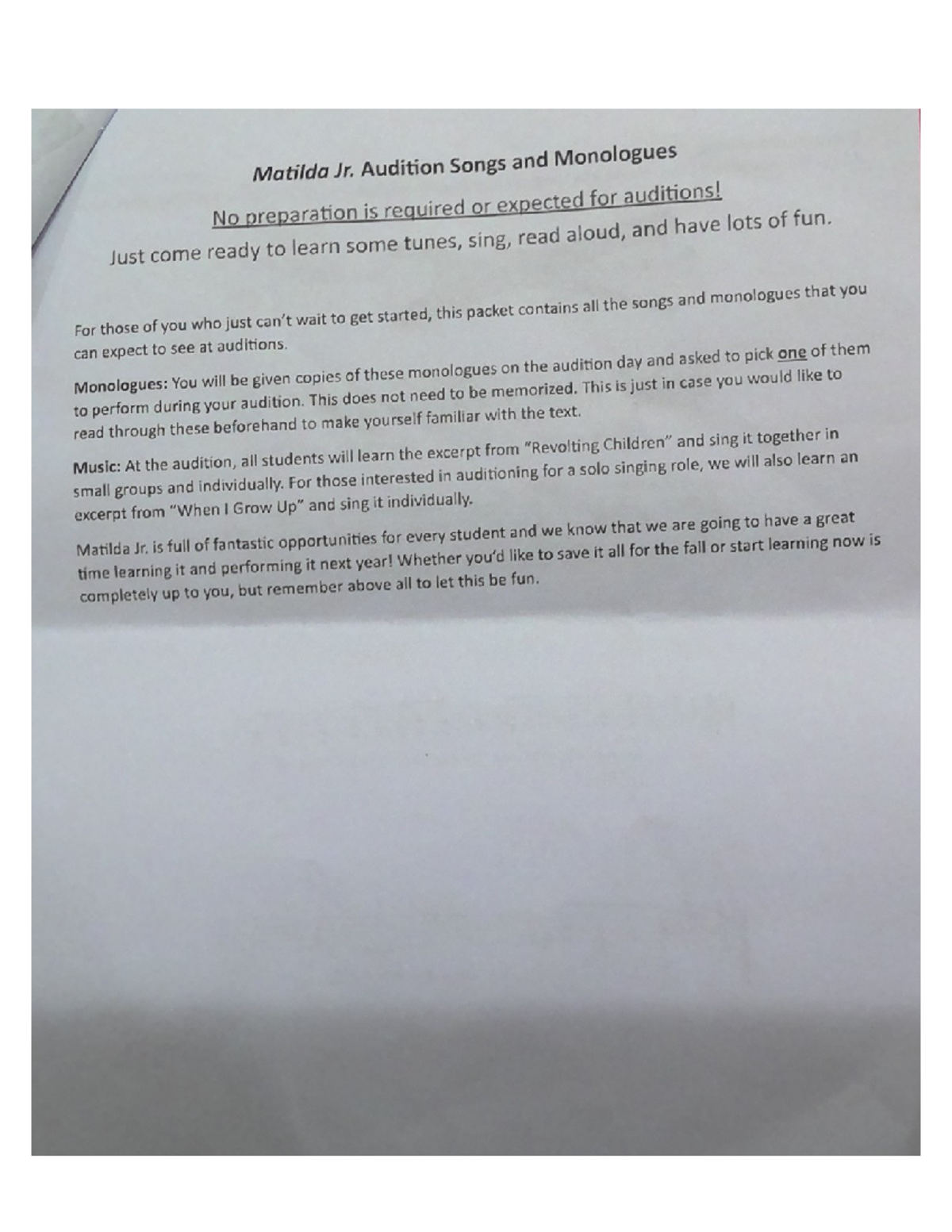 Matilda script - Rohl dalhs - Studocu