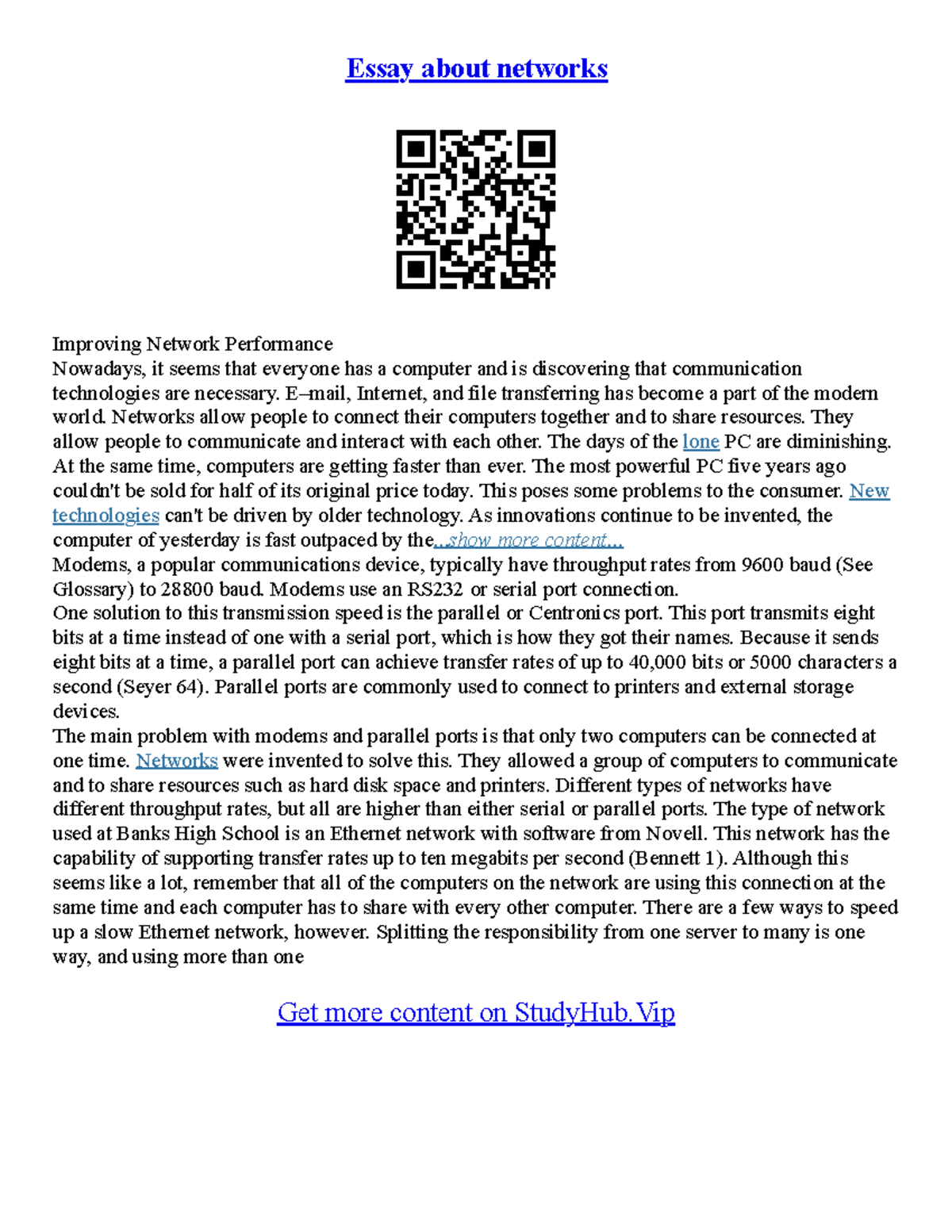 Words Per Page Essay - Essay about networks Improving Network ...