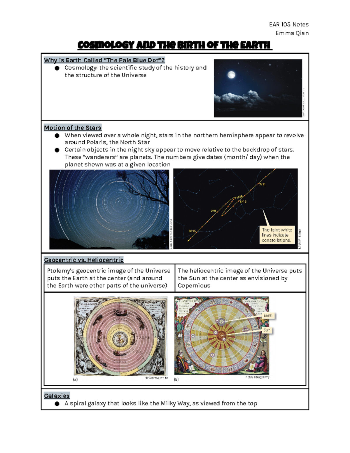 Cosmology and the Birth of the Earth - Emma Qian Cosmology and the ...