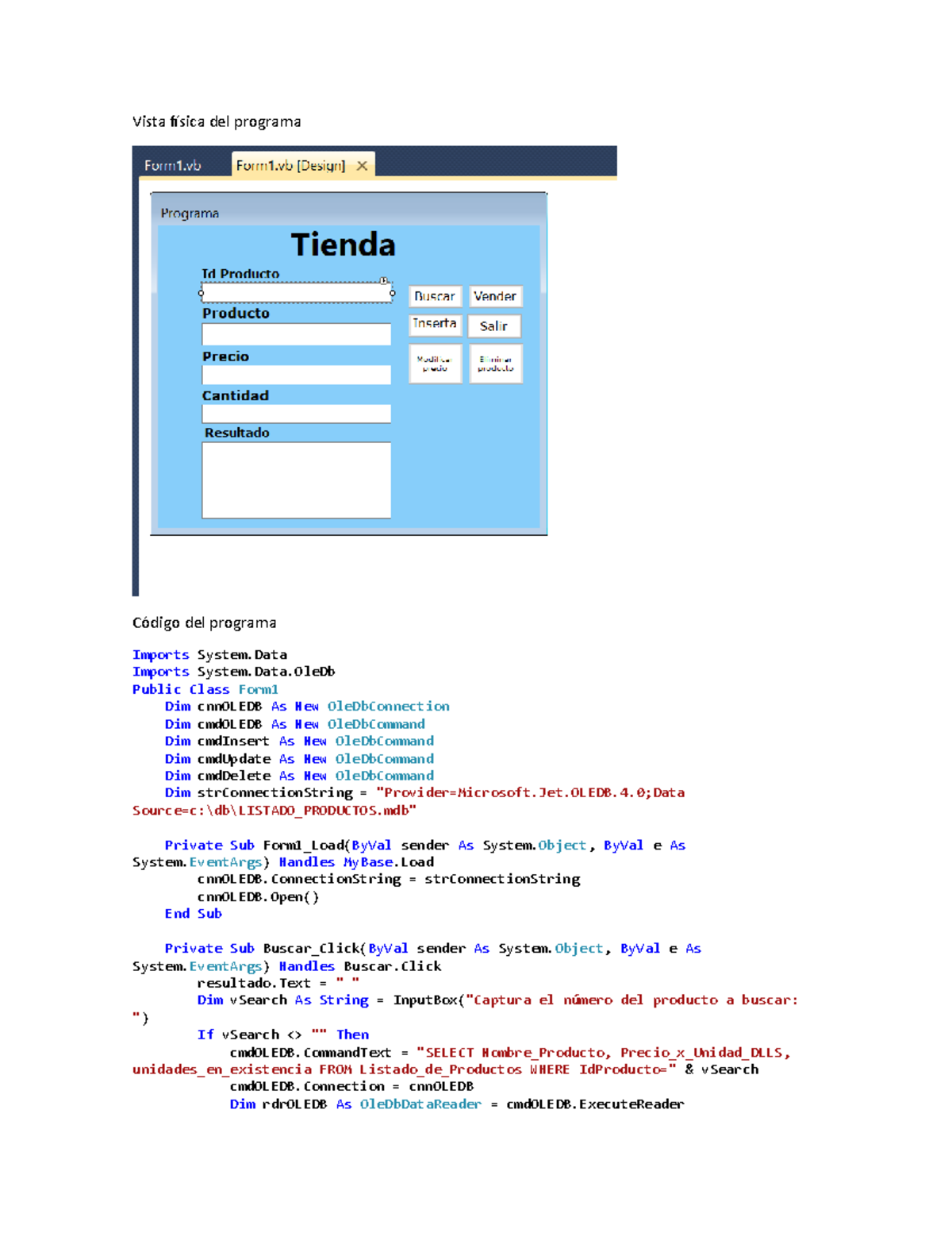 Programa para hacer una tienda virtual - Vista física del programa ...