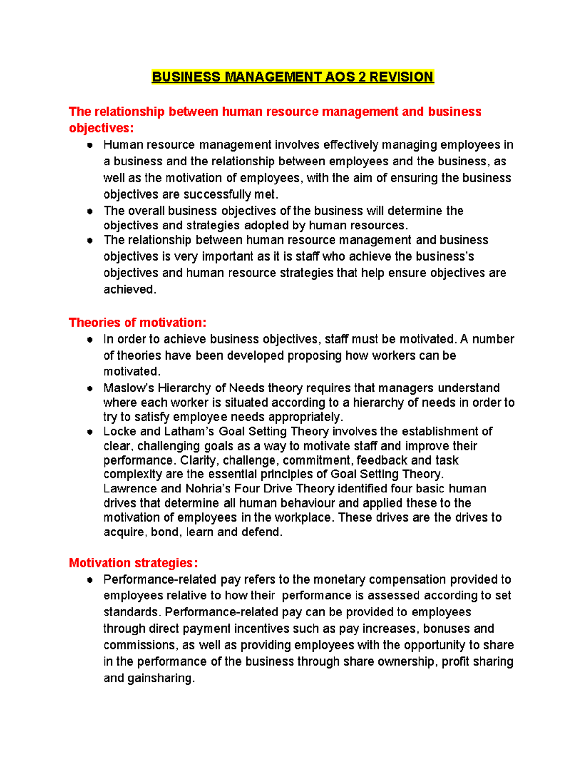 Business Management AOS 2 Revision - BUSINESS MANAGEMENT AOS 2 REVISION ...