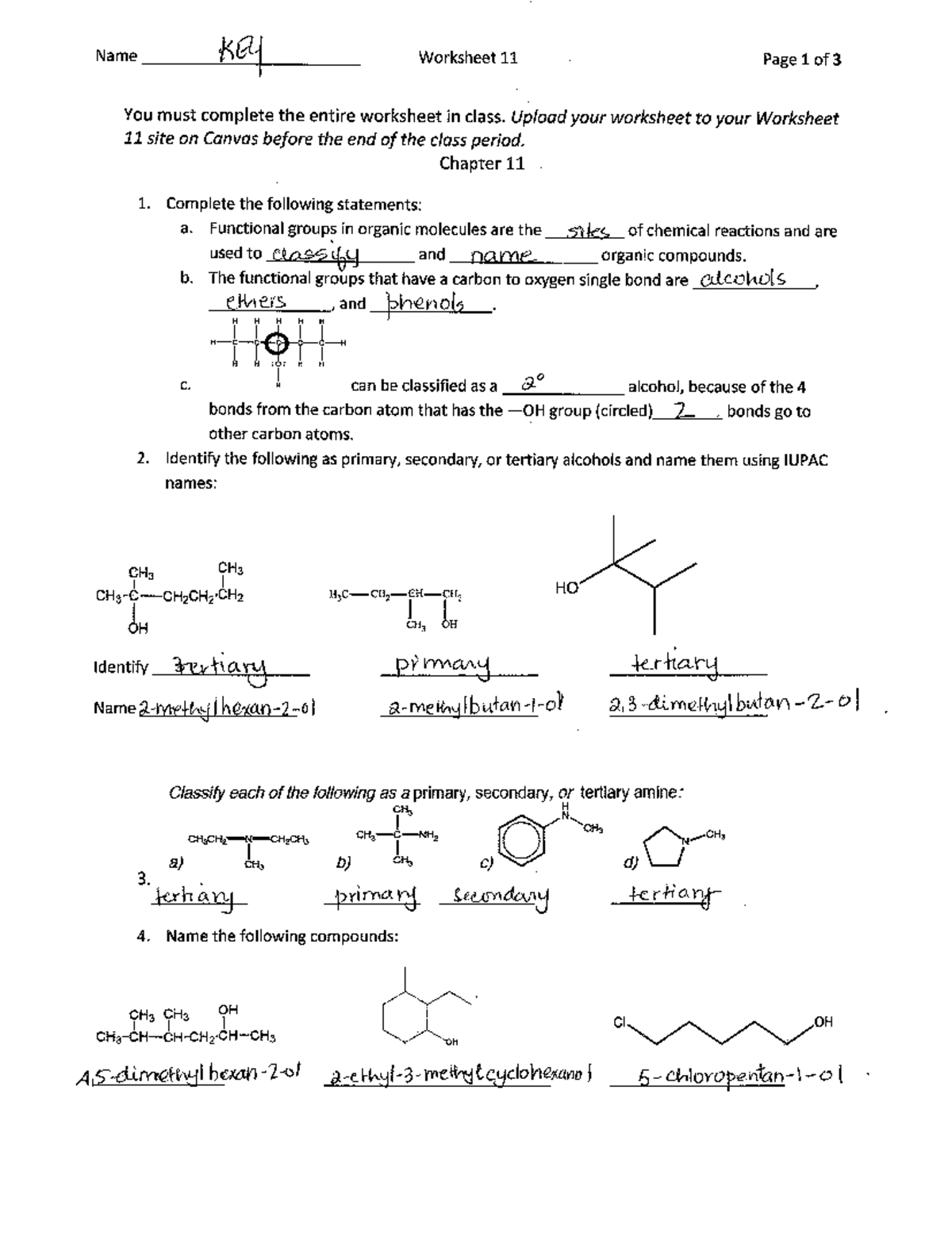 Key Worksheet 11 F23 - CHEM 101 - Studocu