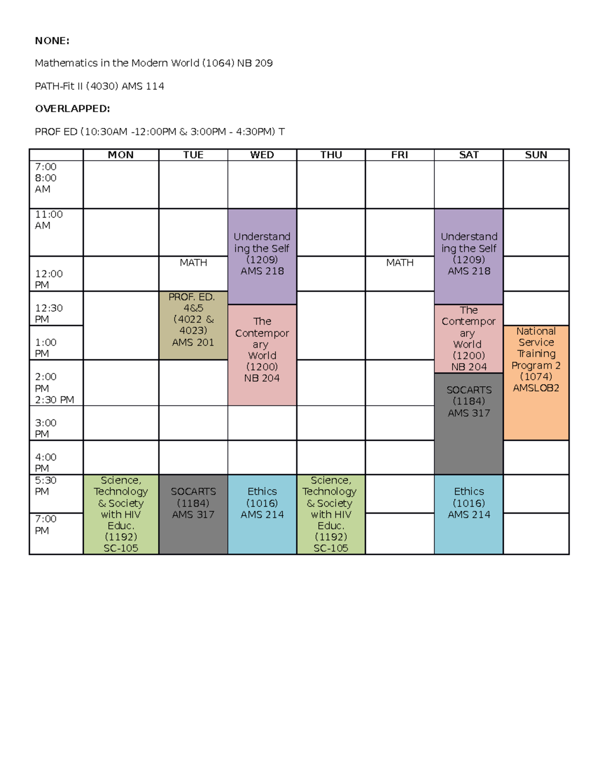 2nd Sem Schedule - eme - NONE: Mathematics in the Modern World (1064 ...