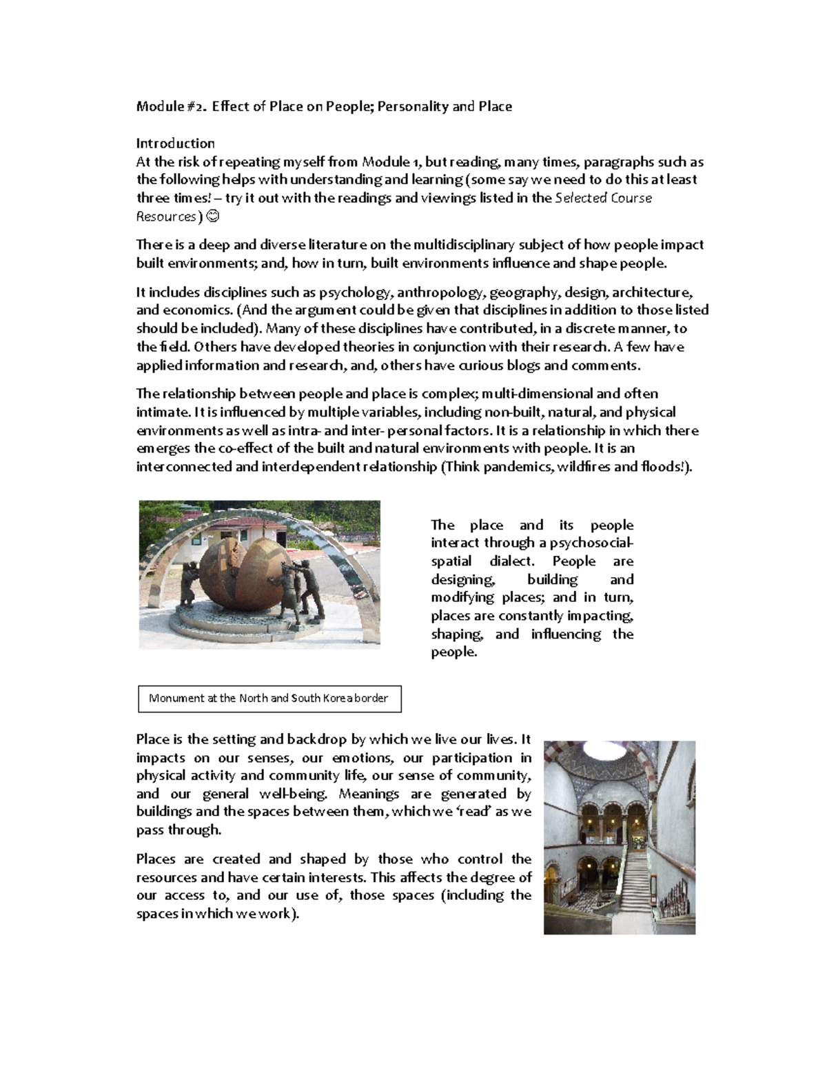 Module 2. Effect of Place on People; Personality and Place - Module #2 ...